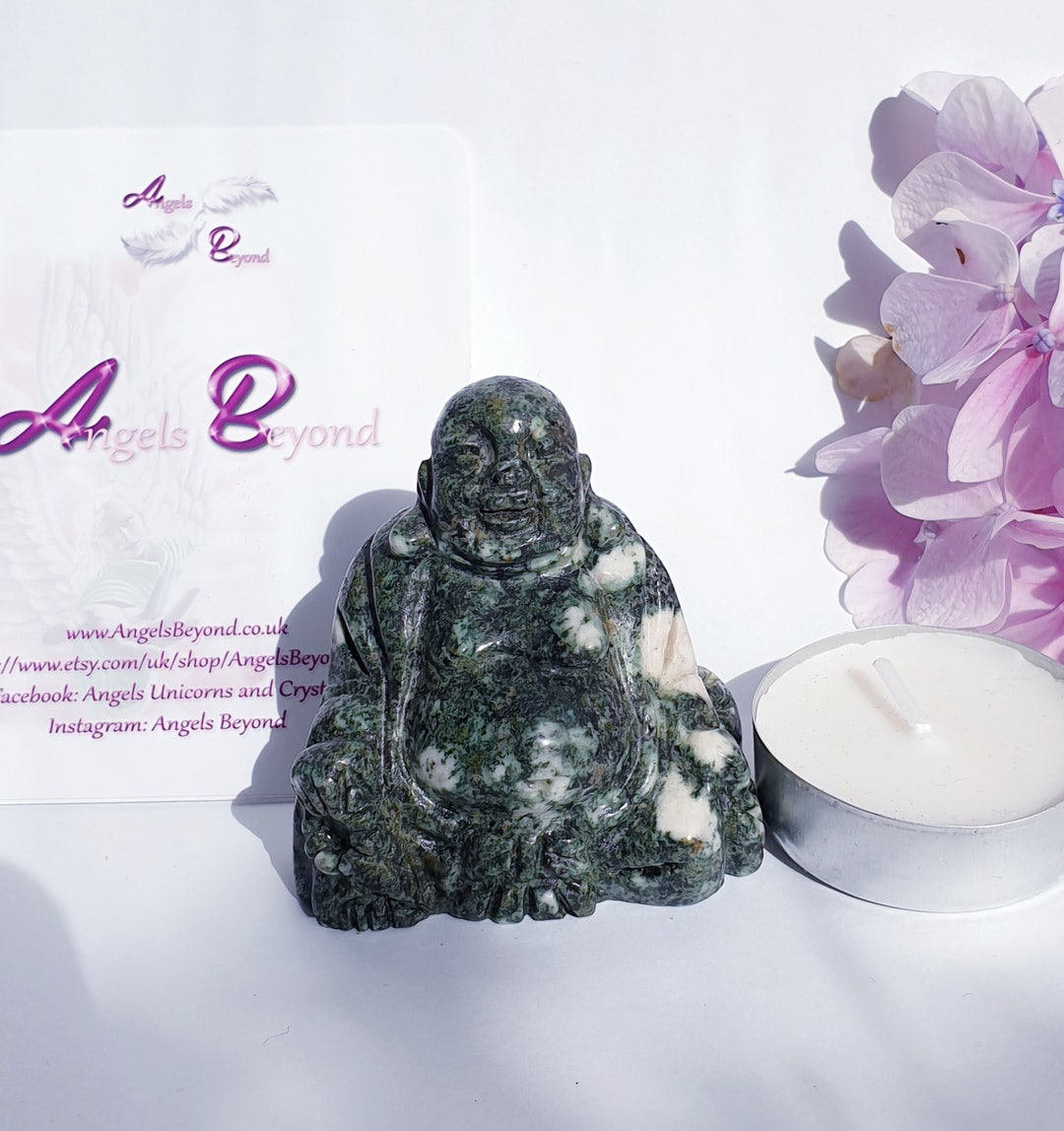 Preseli Bluestone Happy Smiling Crystal Buddha Figurine Meditation ...