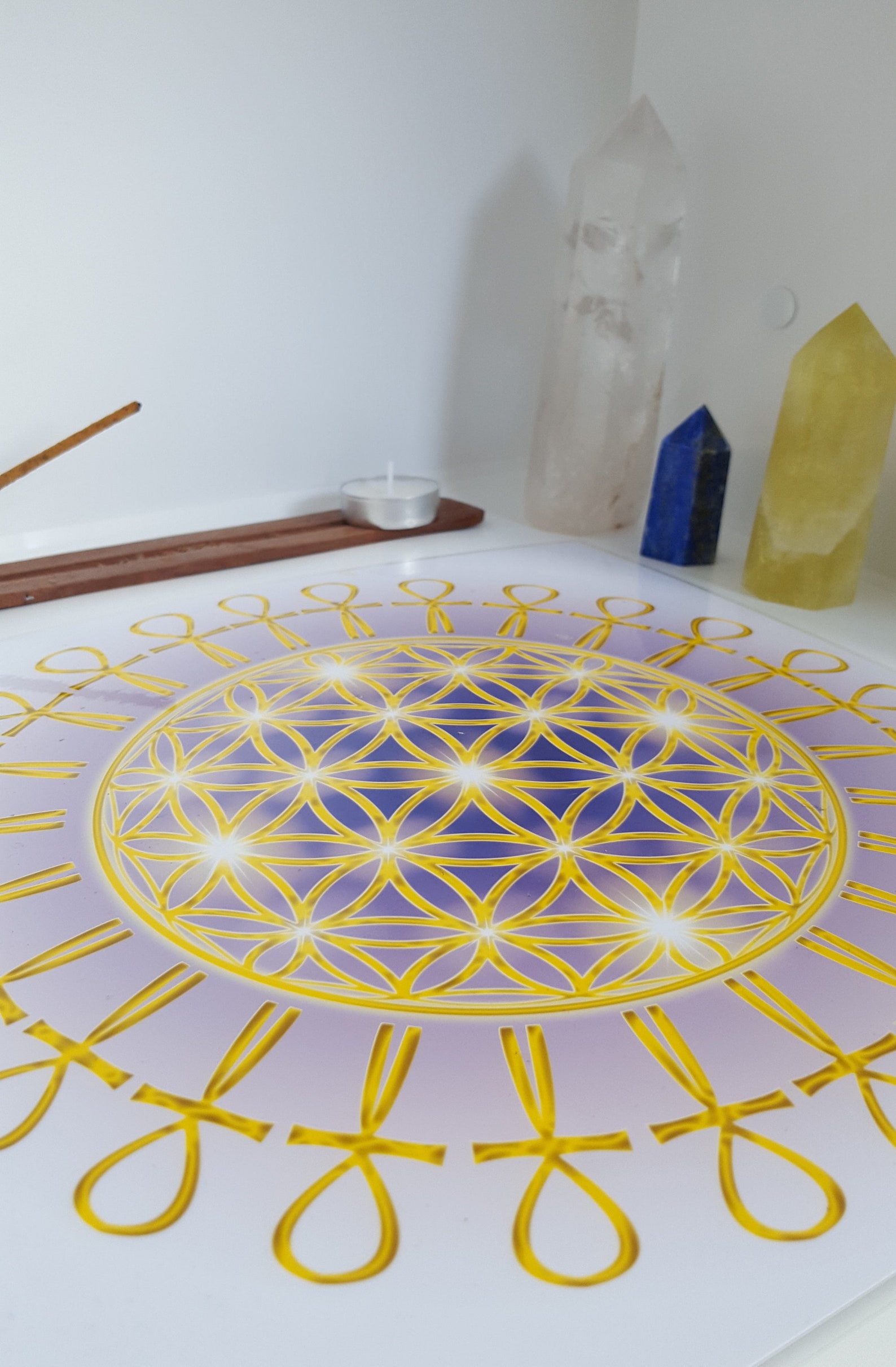 Flower of Life & Atlantis Ankh Crystal Grid/manifesting Crystal Grid ...