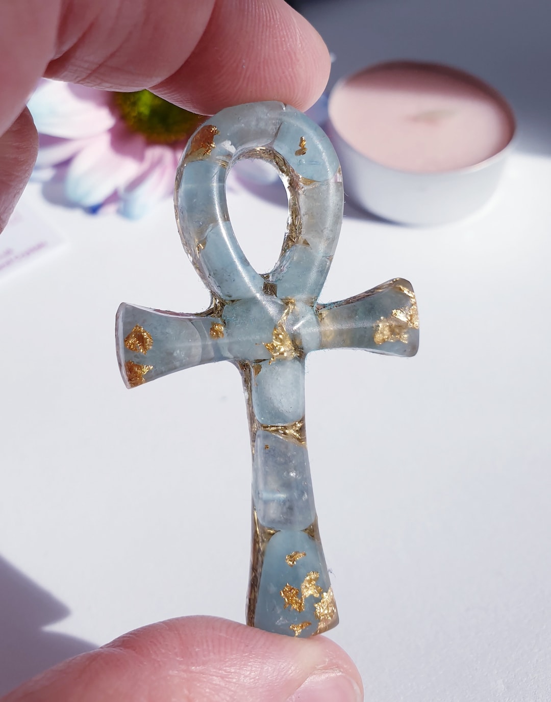 Aquamarine Egyptian Ankh Orgone Pendant/ Self-healing, Courage ...