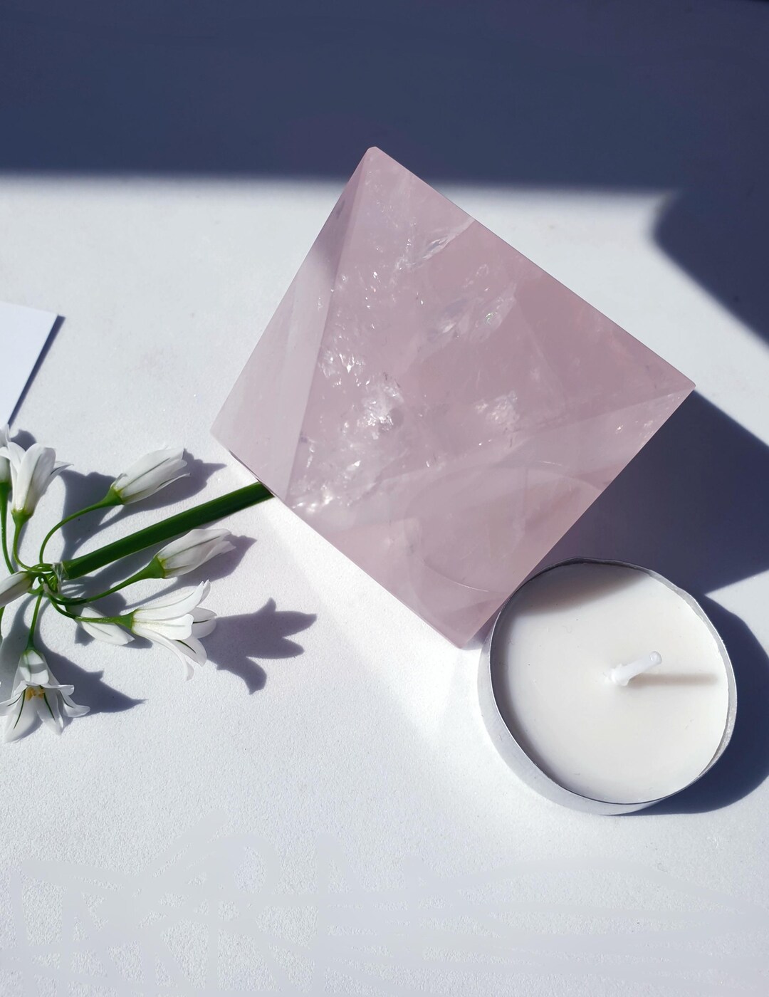 Rose Quartz Double Pyramid Octahedron Meditation Crystal/ Natural Rose ...
