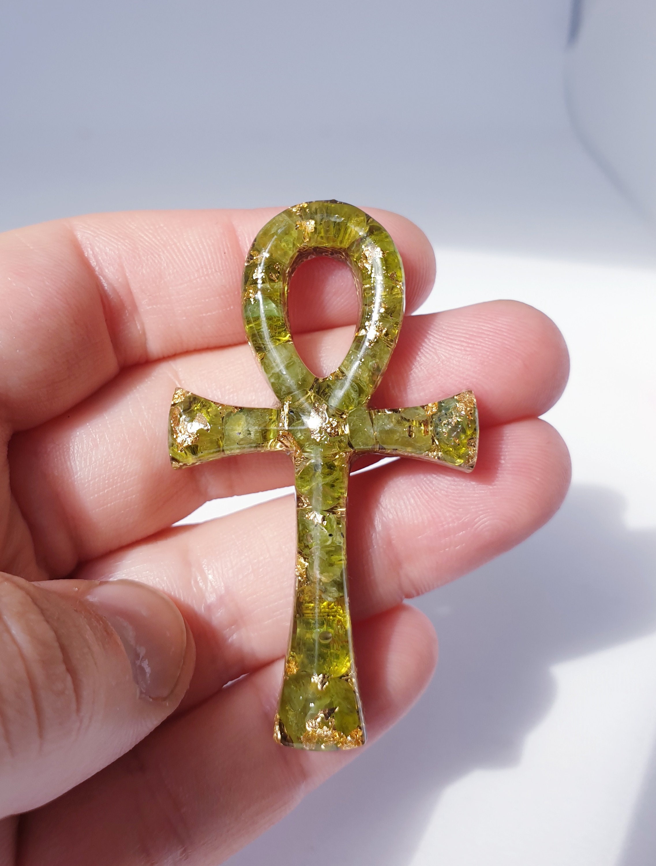 Peridot Egyptian Ankh Orgone Pendant/ Positive Manifestation - Etsy UK