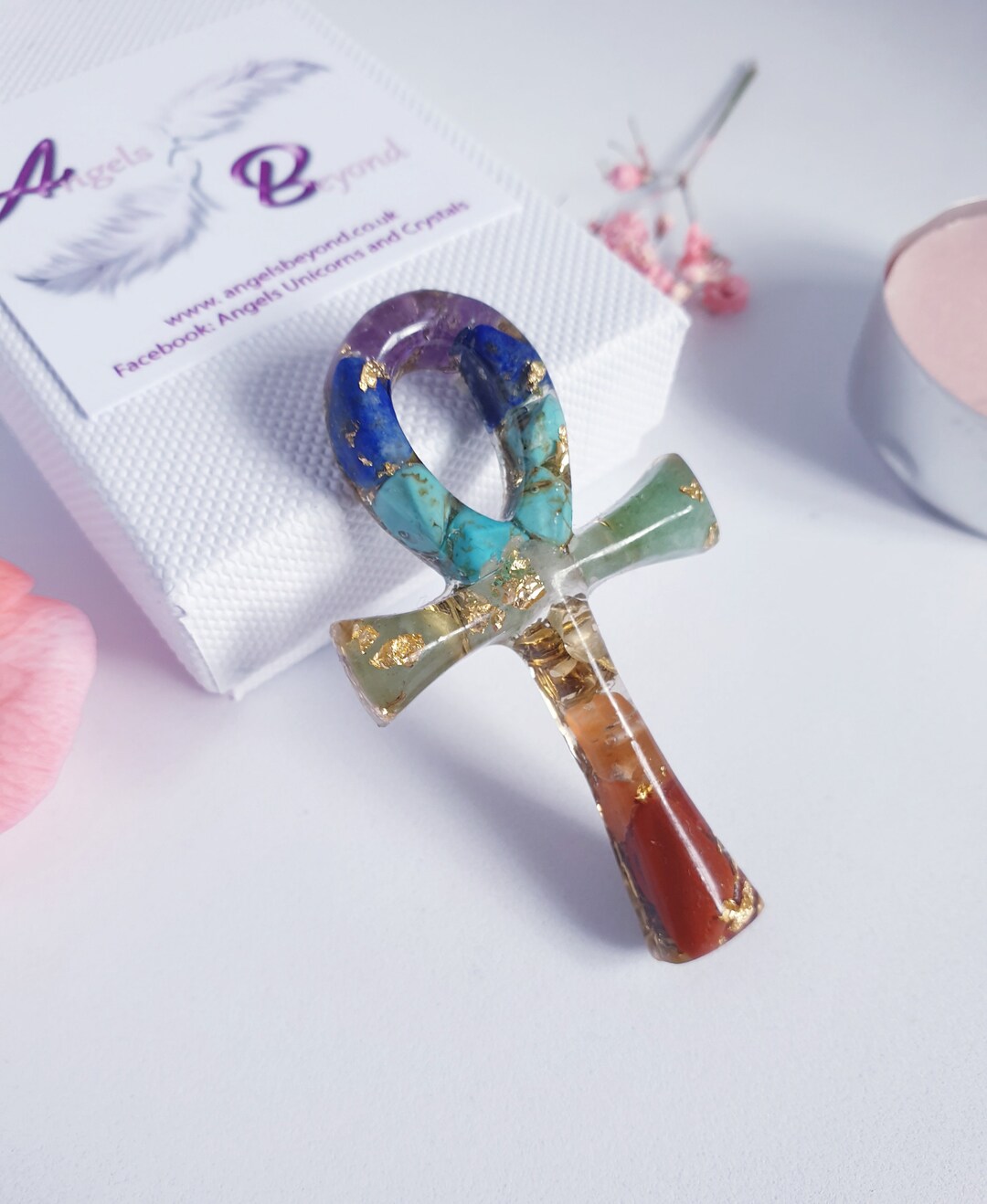 Chakra Egyptian Ankh Orgone/ Handmade Ankh Pendant With Chakra Crystals ...