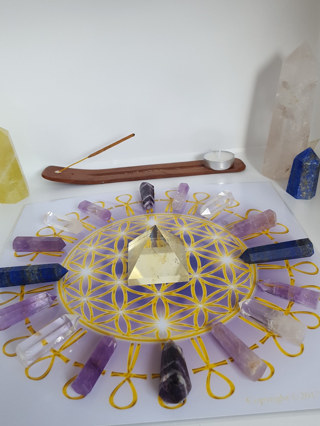 Flower of Life & Atlantis Ankh Crystal Grid/manifesting Crystal Grid ...