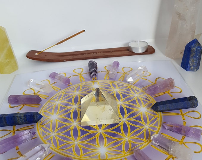 Flower of Life & Atlantis Ankh Crystal Grid/manifesting - Etsy