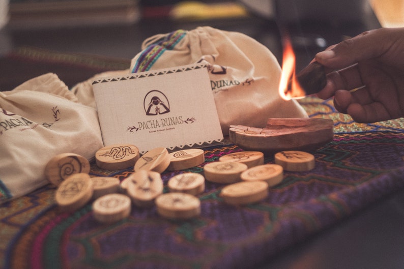 Shamanic runes,set of wooden runes,jungle shaman,runas,palo santo ...