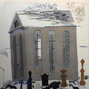 1949 John Piper Colour Lithograph From a Collage 'welsh Chapel' (2 ...
