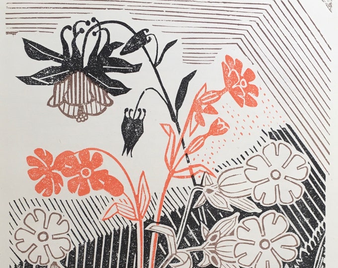 1947 EDWARD BAWDEN LITHOGRAPH 'campions and Columbine'. Printed on ...