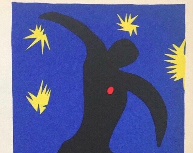 1957 HENRI MATISSE Lithograph 'icarus' Jazz Acrobat Circus Collage ...