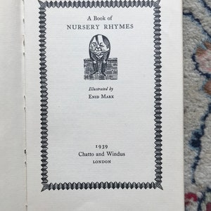 1939 ENID MARX 'nursery Rhymes' 1st Ed. With 30 Woodcuts. 64pp. (zodiac ...