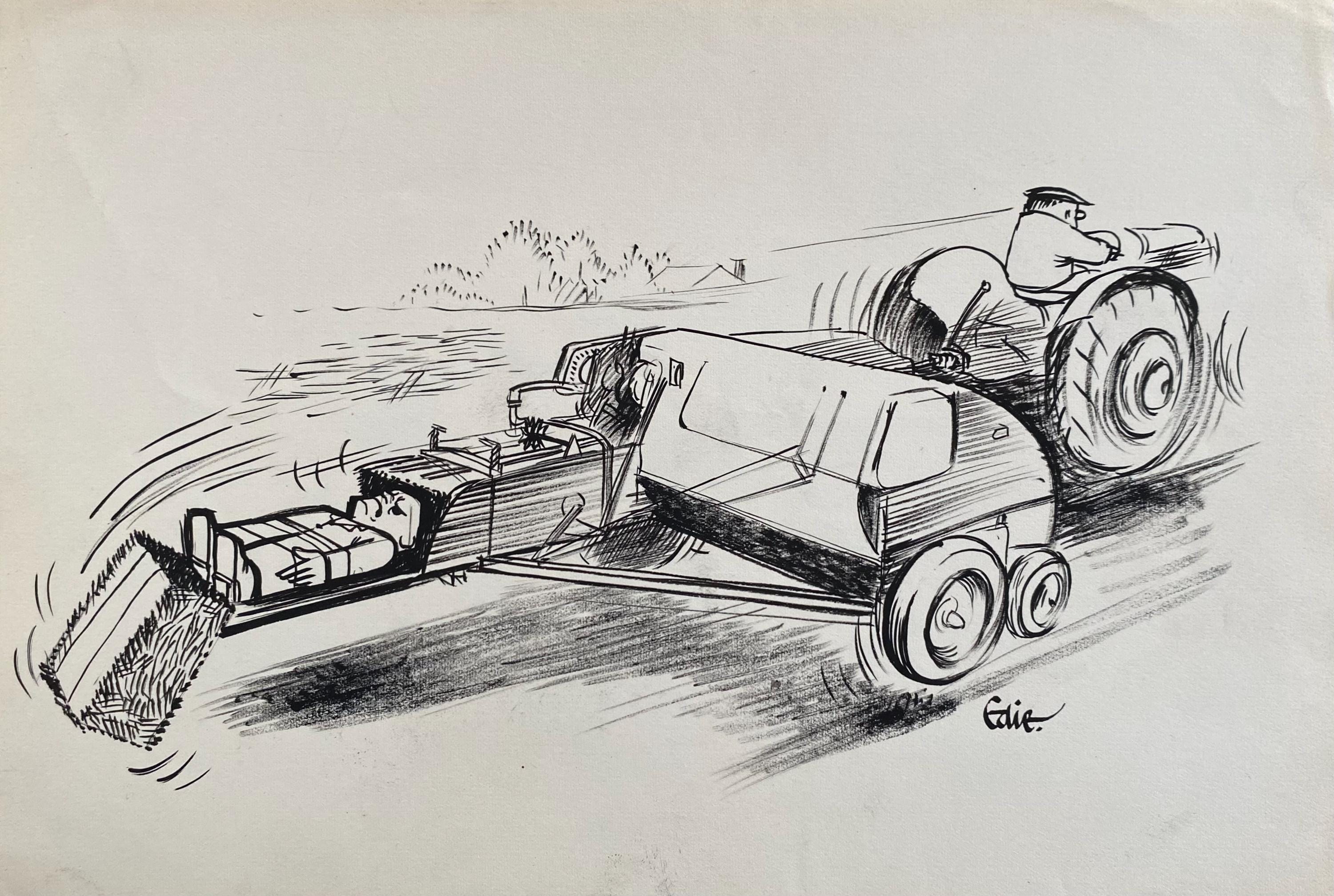 C.1960 'EDIE' W.J.EDWARDS Signed Cartoon in Pen and Ink. Farm ...