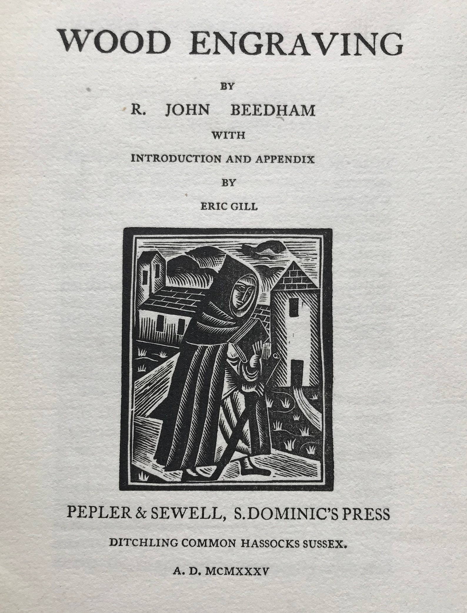 1935 ERIC GILL Wood Engraving. Frontispiece. S.dominic's Press Sheet ...