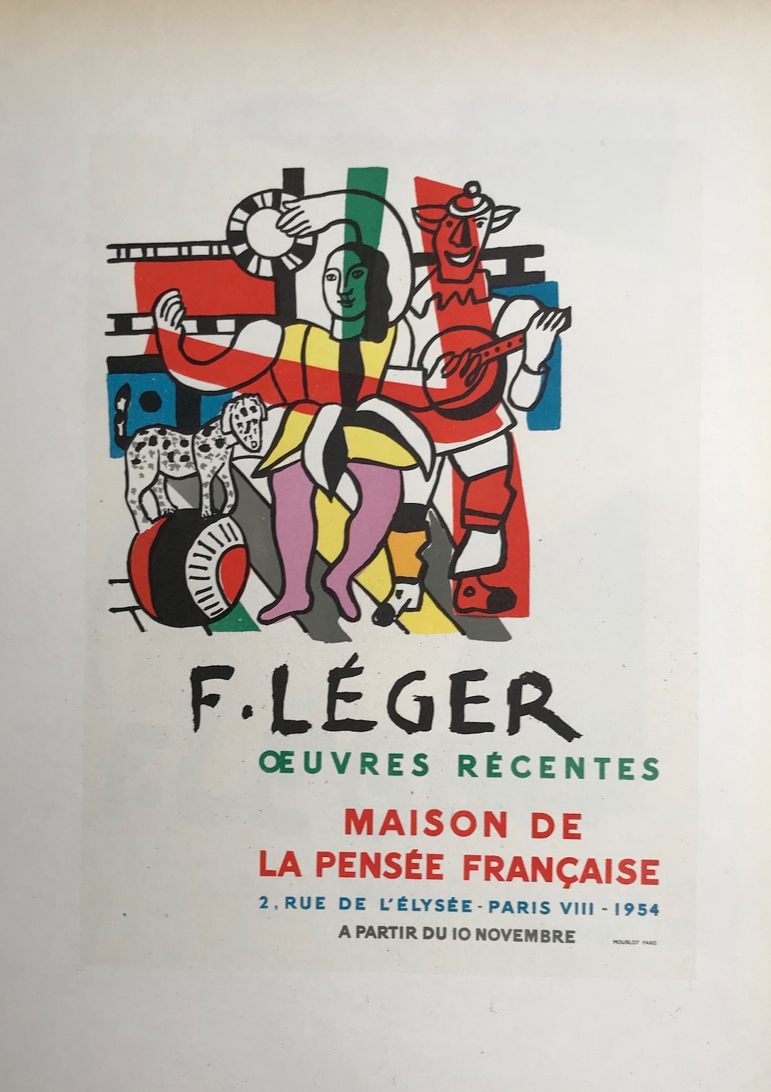 1959 FERNAND LEGER Lithograph Poster 1954 Paris Exhibition. Sheet Size ...
