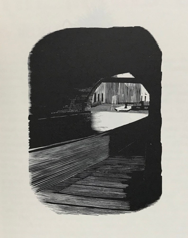 1963 ALAN MAY ENGRAVING From Wood Block for 1963 Kynoch Press Notebook ...