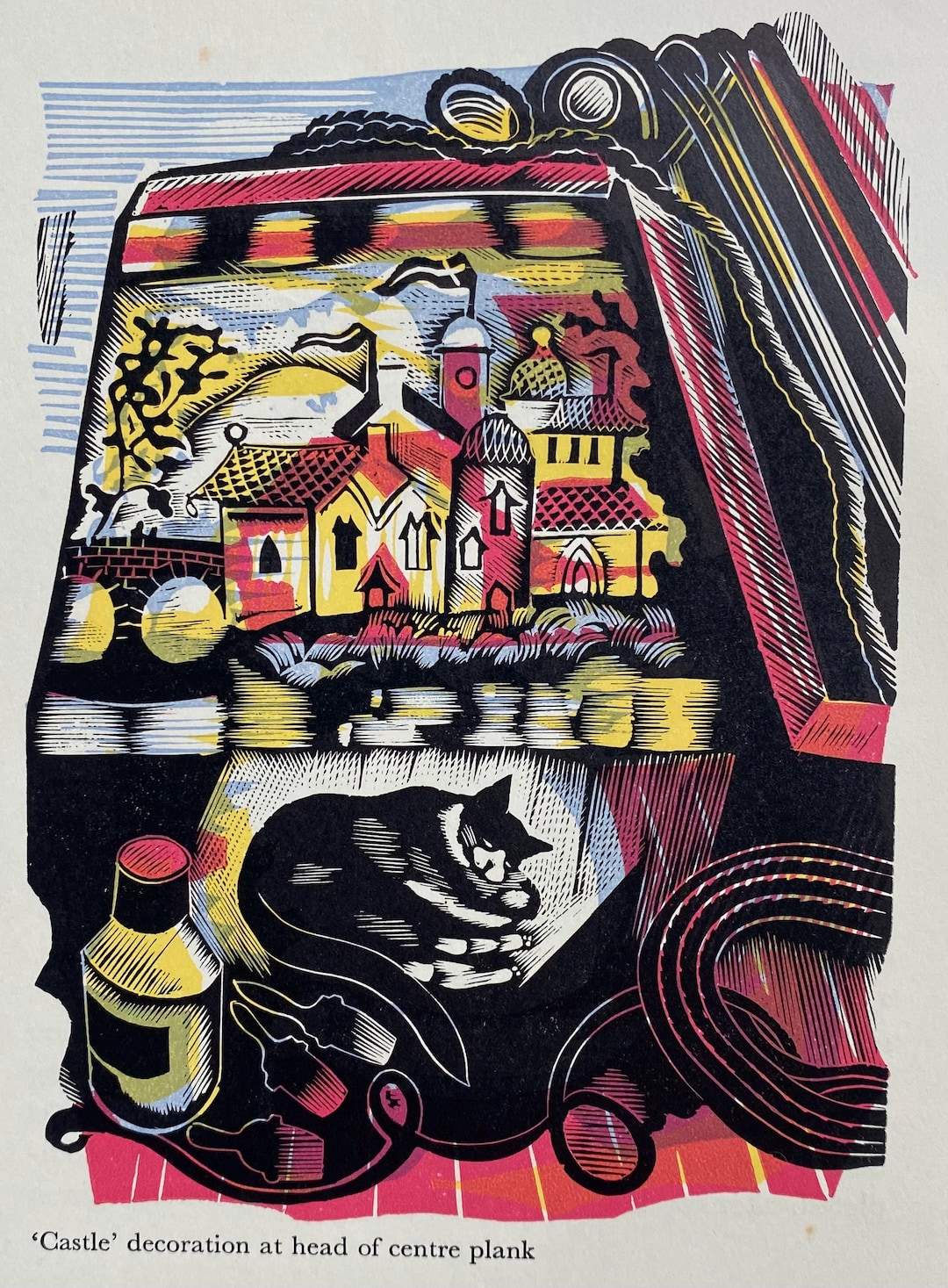 1950 JOHN O'CONNOR Wood Engraving/linocut From Original Block 'castle ...