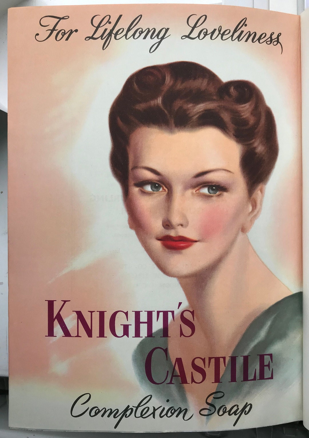 1951 KNIGHT'S CASTILE SOAP Advert Mounted on Thick Cirrus Mottled Cover ...