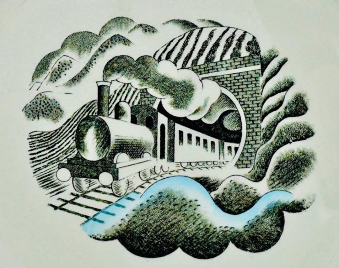 ERIC RAVILIOUS. Steam Train. Print of Wood Engraving on 180gsm ...