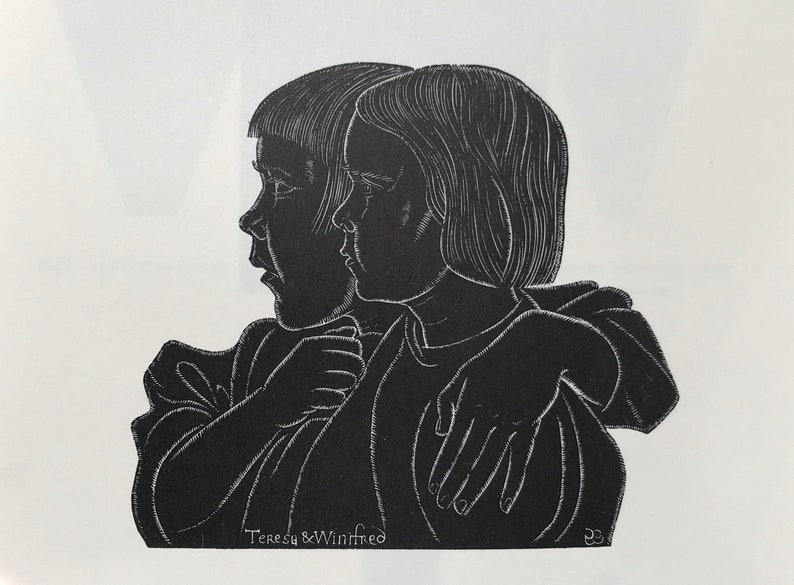 ERIC GILL WOODCUT Print 'Teresa and Winifred Maxwell' | Etsy