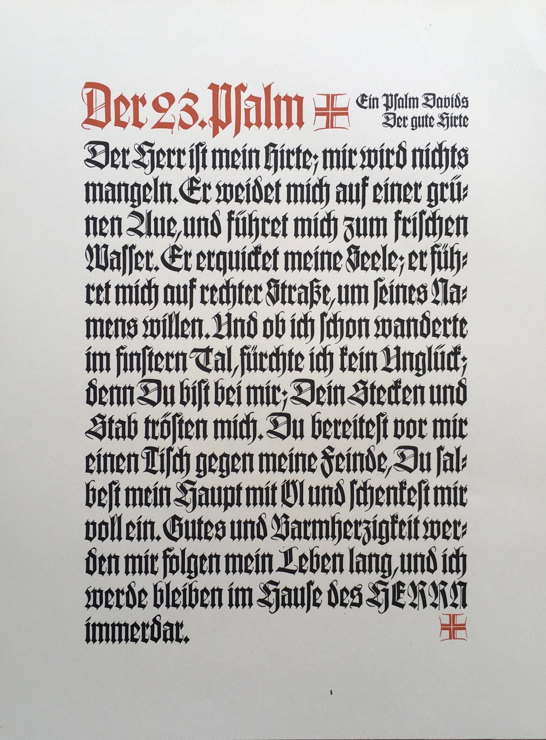 1928 'the 23rd Psalm' in German Gothic Script Gebr. Klingspor in ...
