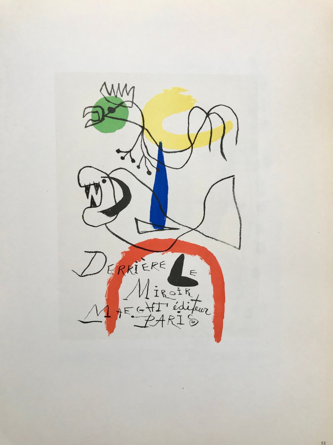 1959 JOAN MIRO Lithograph Derriere Le Miroir Galerie Maeght Exhibition ...