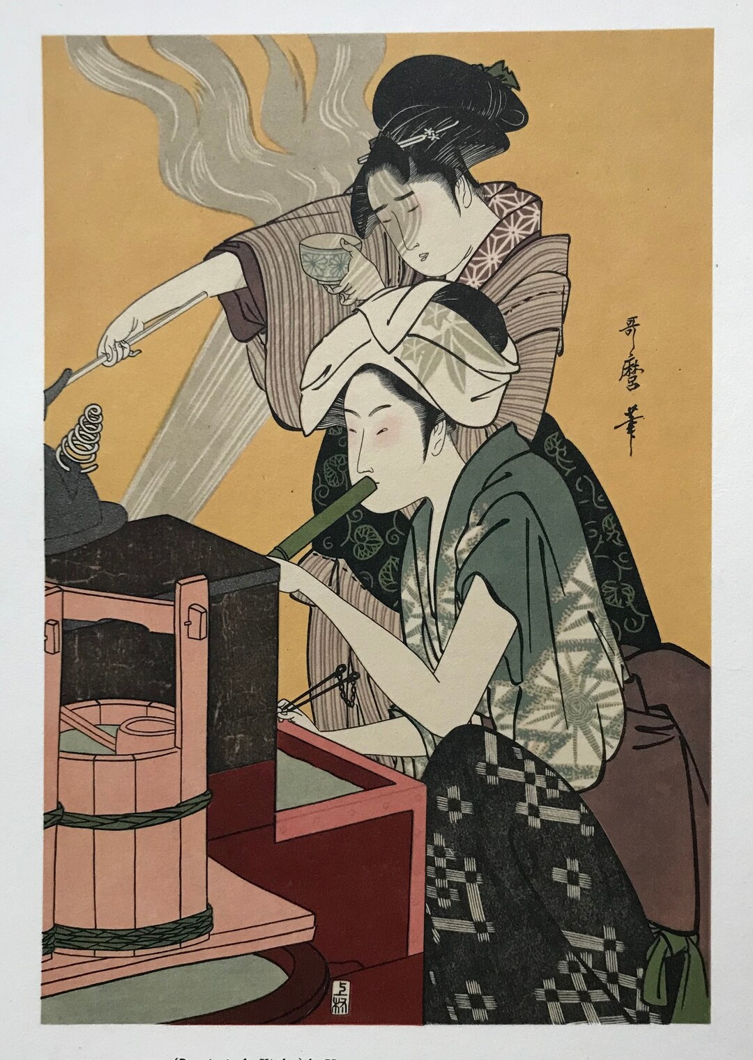 1956 UTAMARO LITHOGRAPH 'daidokoro Bijin' (beauties in the Kitchen ...