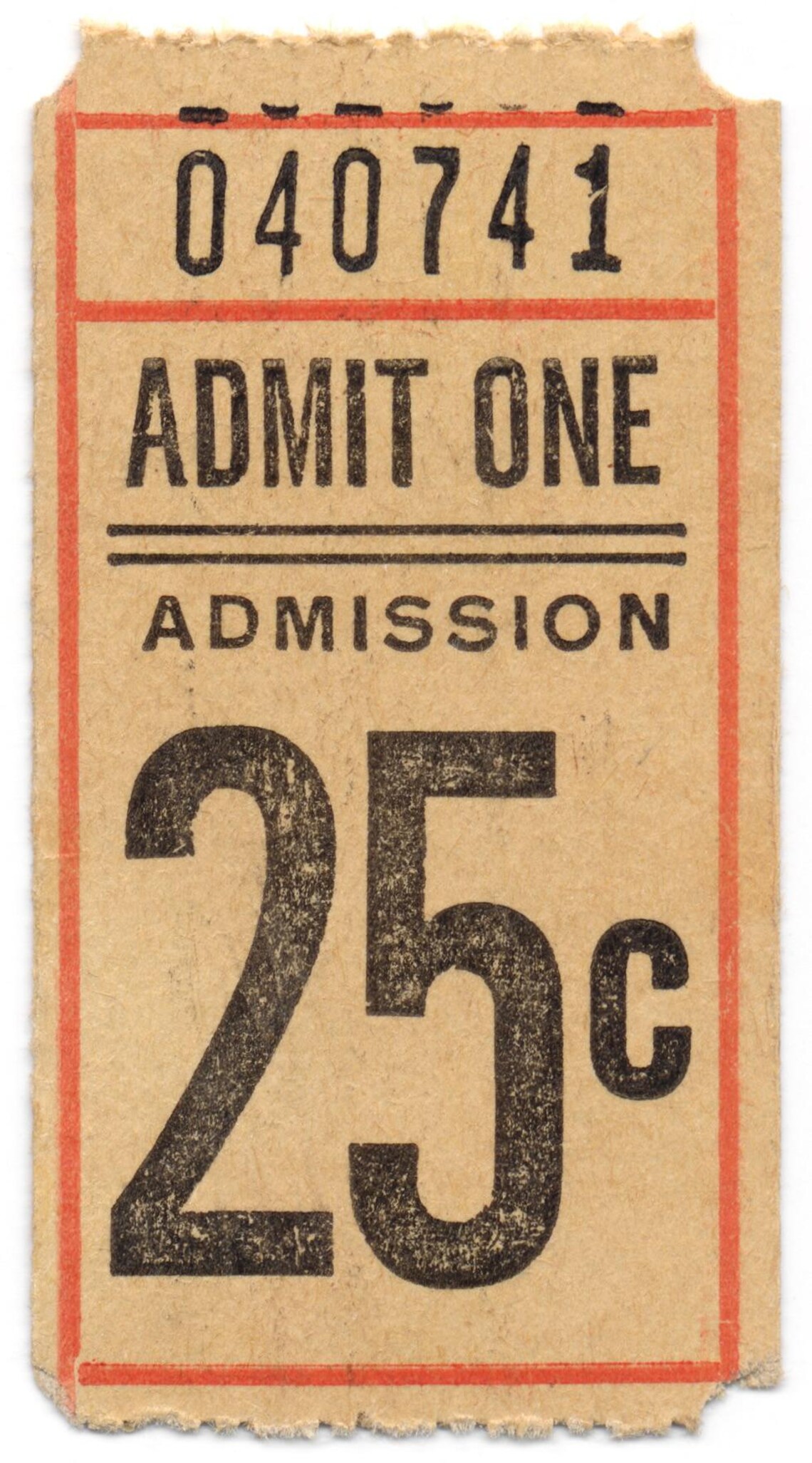 Vintage Fairground Admission Ticket. Printed on Handmade Deckle Edge ...