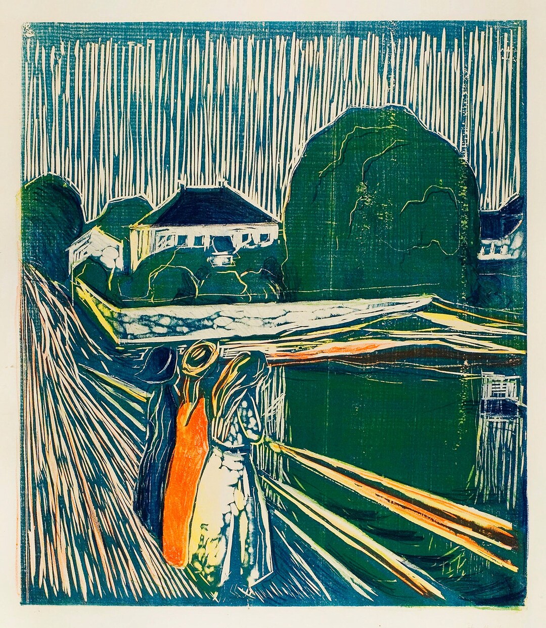 EDVARD MUNCH. 'the Girls on the Bridge'. Original in the Art Institute ...