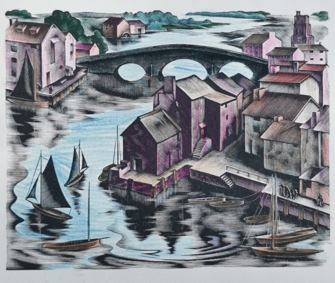 1937 AGNES MILLER PARKER Hand-coloured Frontispiece Wood Engraving for ...