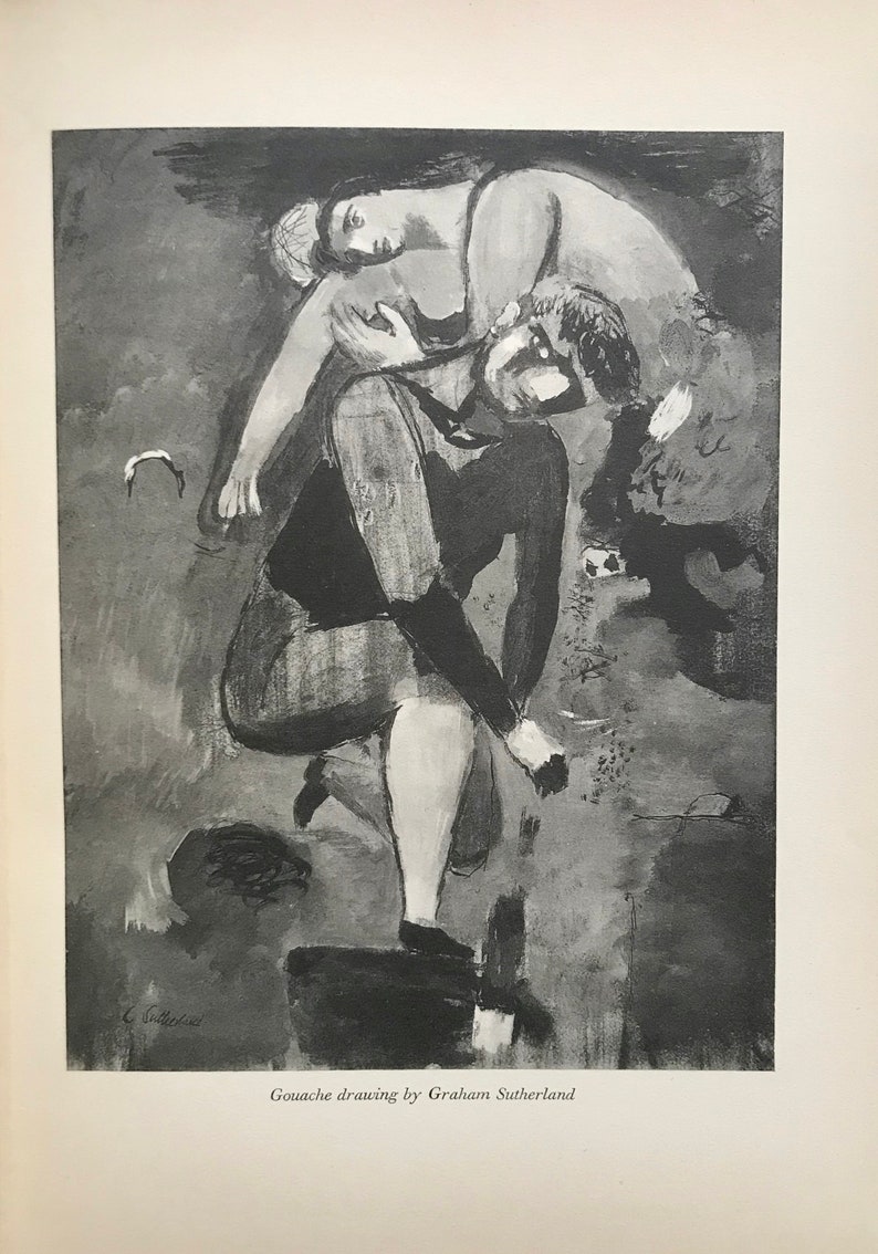 1936 GRAHAM SUTHERLAND COLLOTYPE Drawing for Oliver Simon's Signature ...
