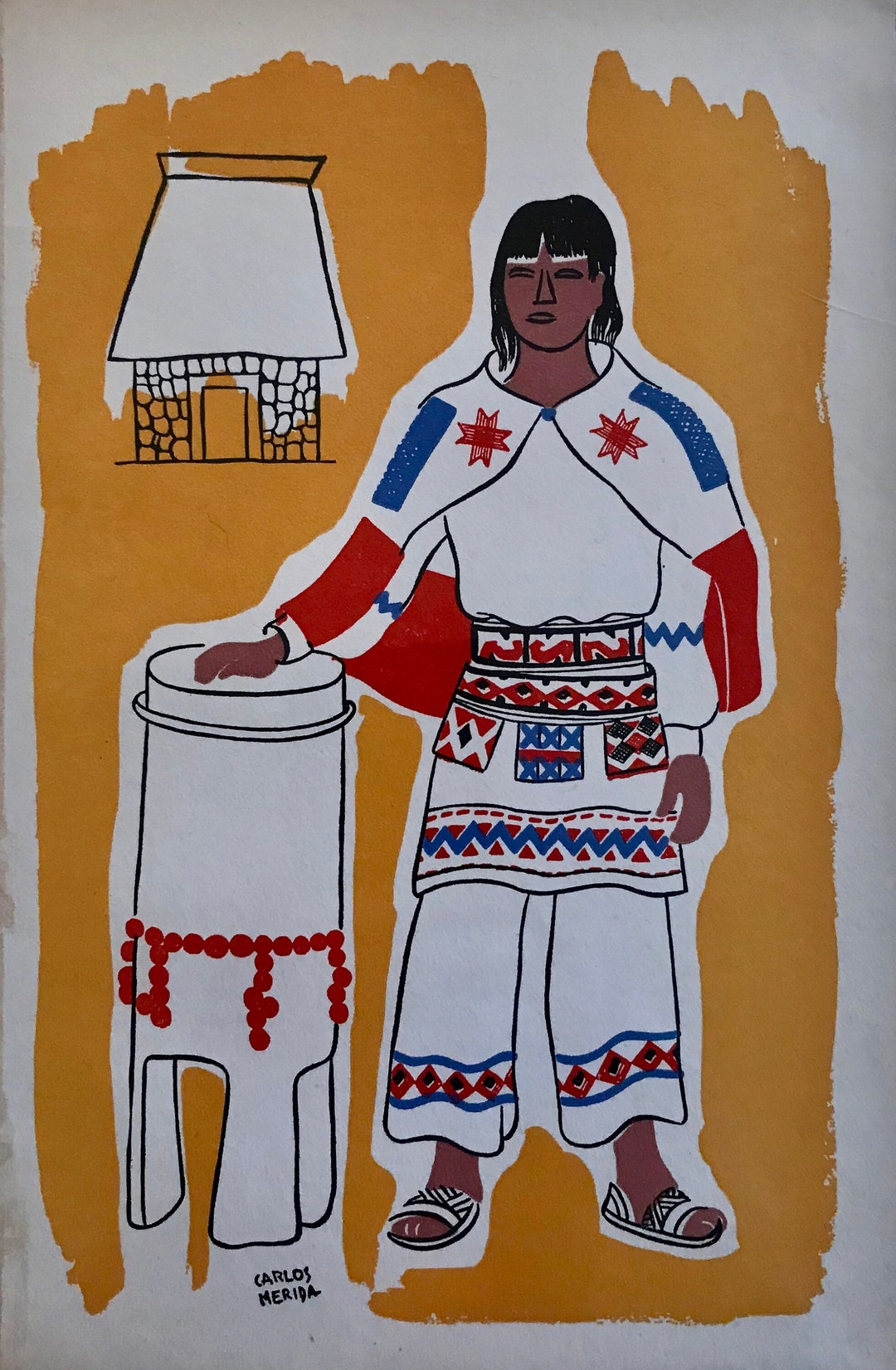 1947 CARLOS MÉRIDA LITHOGRAPH Mexico South America Carnaval Costume ...