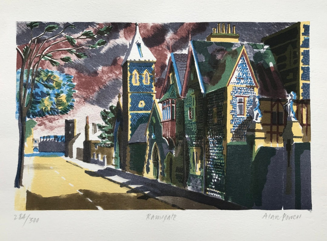1986 ALAN POWERS SIGNED Lithograph Limited Edition Ramsgate Kent Coast ...