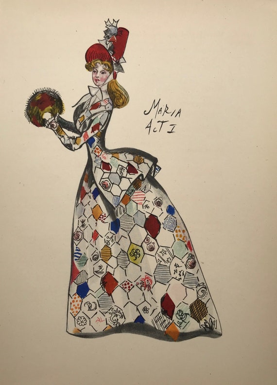 1949 CECIL BEATON 'maria' Costume Design Illustration - Etsy