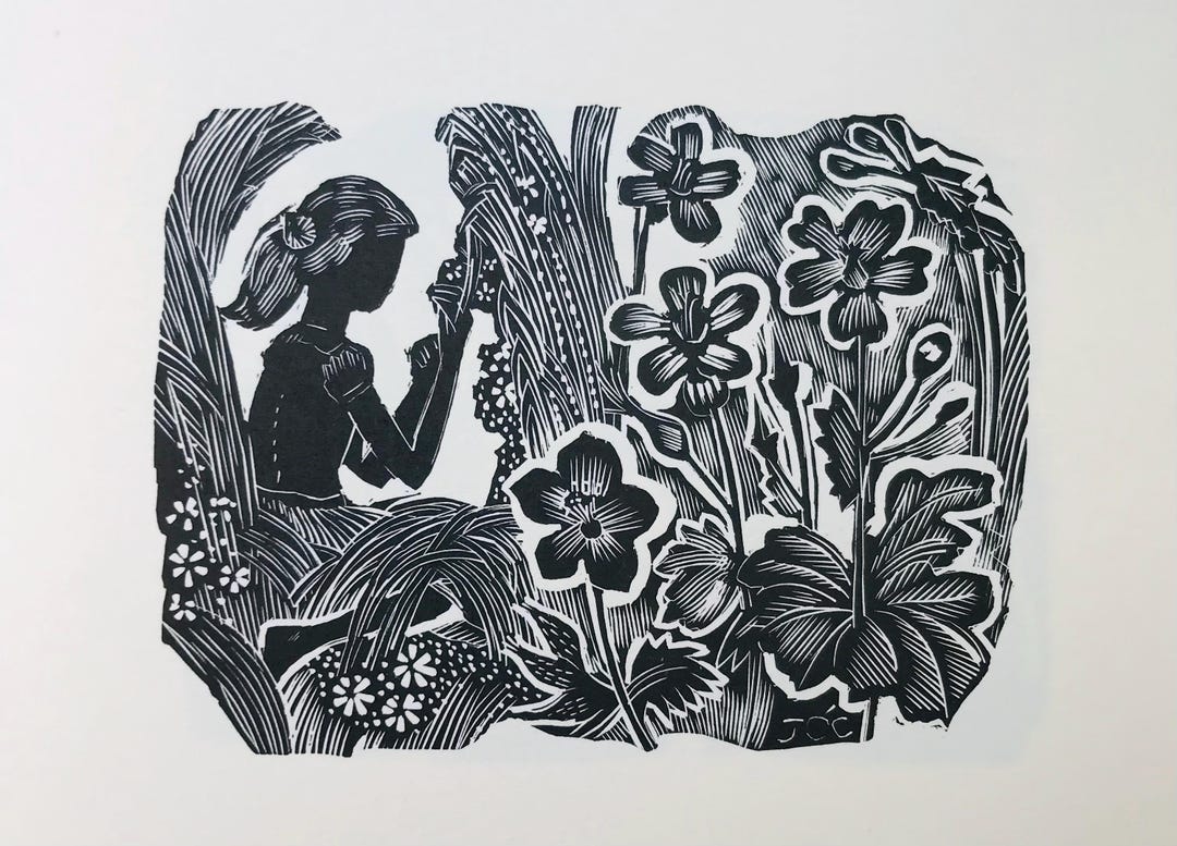 John O'connor 'GIRL WITH FLOWERS' Original Woodcut Engraving ...