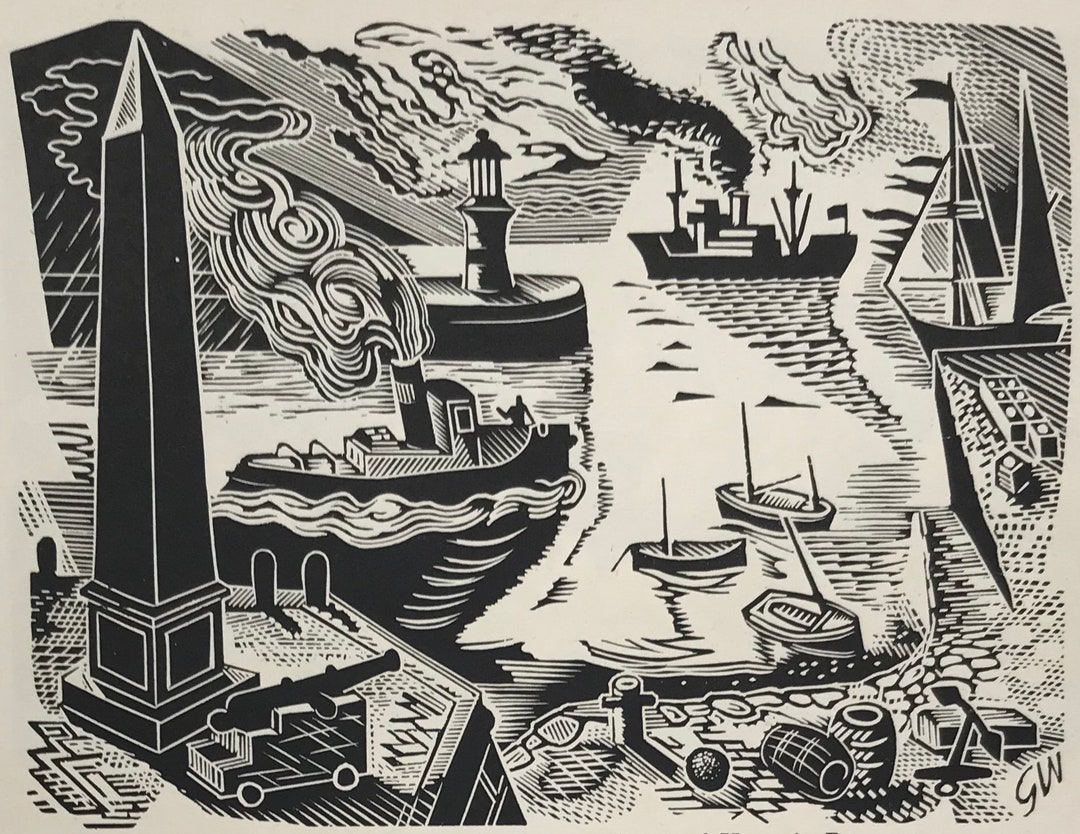 1950 GEOFFREY WALES Wood Engraving. 'design for Harper's Bazaar ...