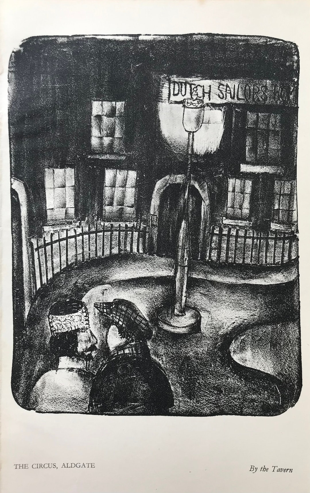 1932 PEARL BINDER Lithograph 'aldgate Circus' LONDON'S East End C.8.5x5 ...