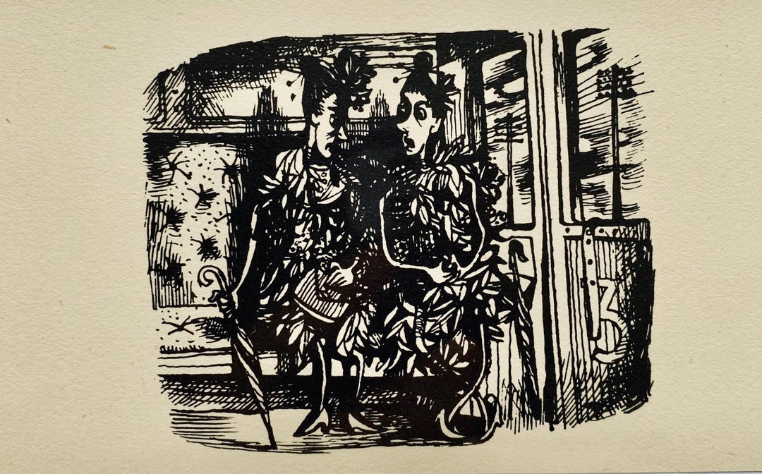 1947 JOHN MINTON Illustration for 'the Snail That Climbed the Eiffel ...