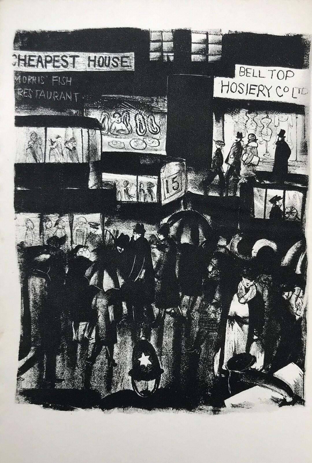 1932 PEARL BINDER Lithograph 'aldgate-evening' LONDON'S East End C.8 ...