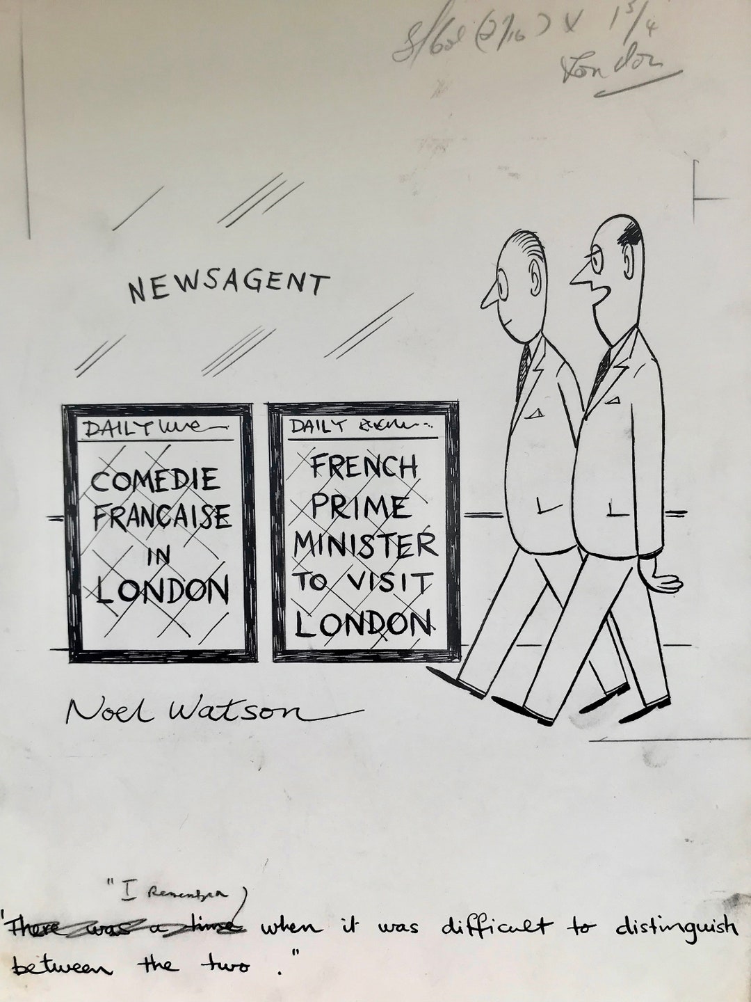 1958 Ink/pencil Original Signed Daily Telegraph Cartoon Alex - Etsy