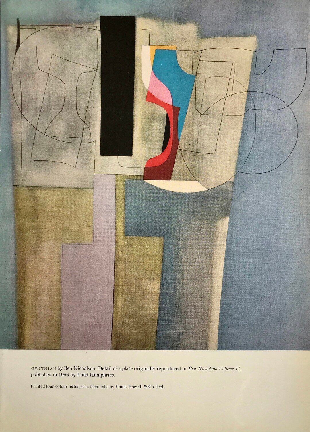 1957 BEN NICHOLSON 'GWITHIAN' 4-colour Letterpress Print Size C.9x8ins ...