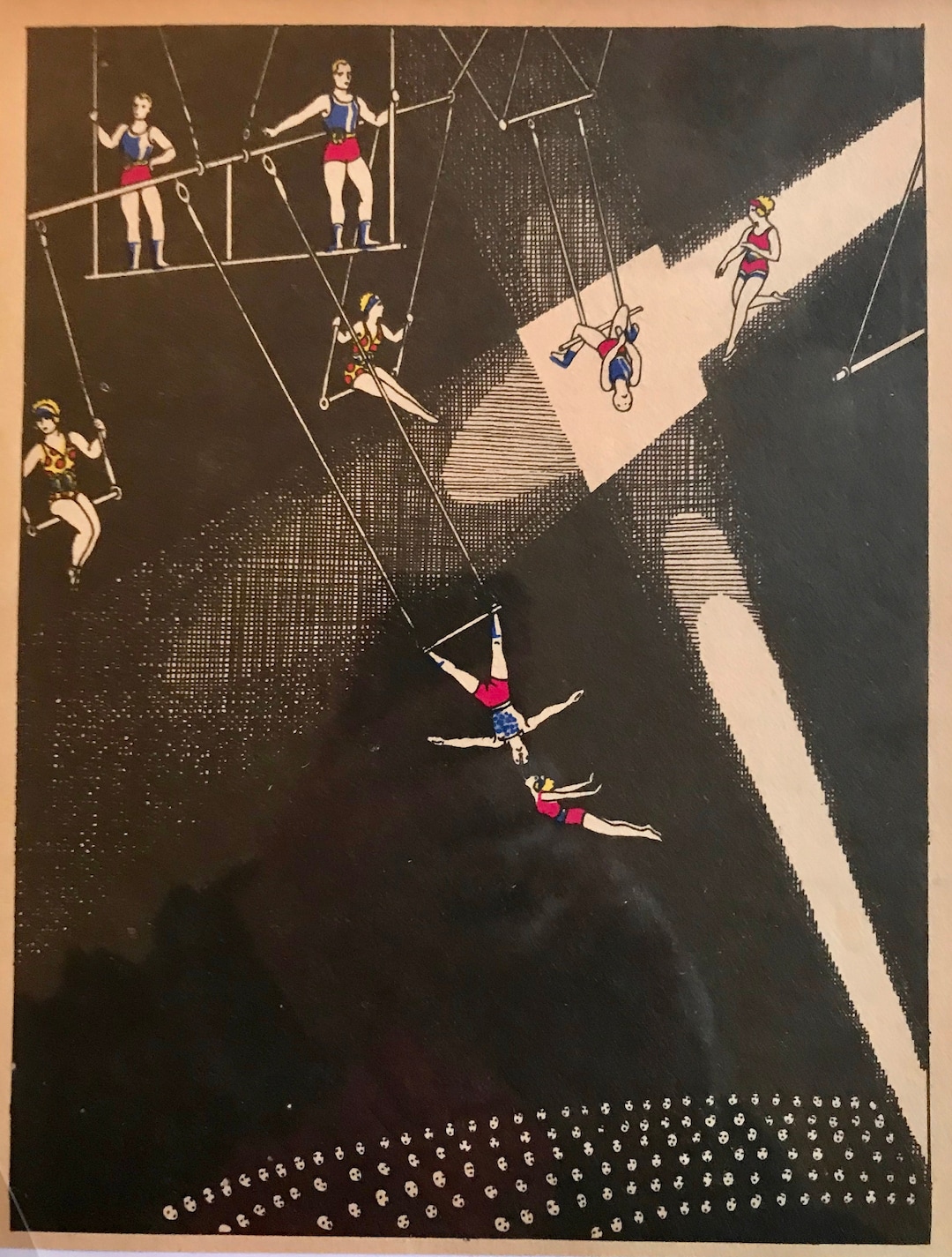 1934 EILEEN MAYO CIRCUS Illustration Trapeze Artist High Wire Big Top C ...