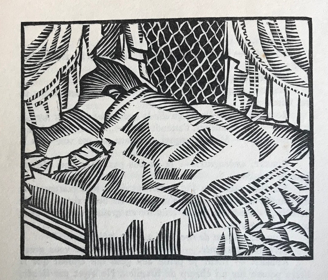1929 HERMANN PAUL Woodcut for COLETTE'S 'mitsou' Girl Asleep C.4.5x4ins ...
