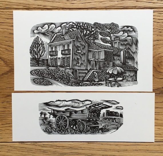 1956 DAVID GENTLEMAN A Pair of Wood Engravings Printed From | Etsy