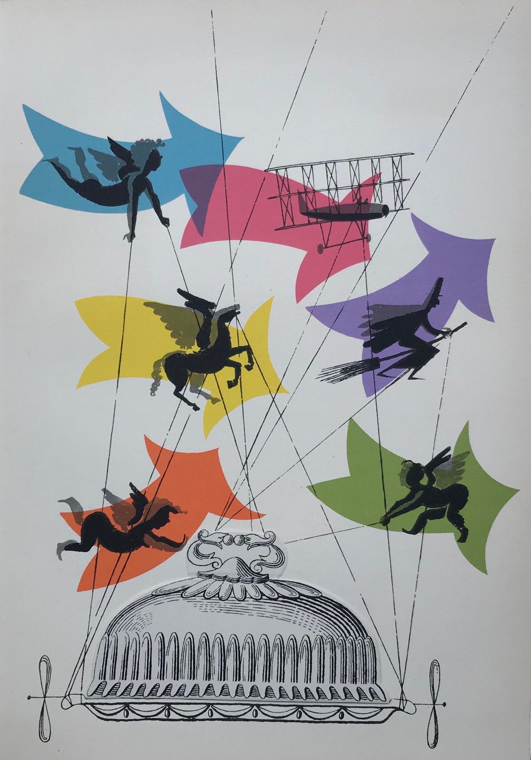 1953 LITHOGRAPH SHELL PETROLEUM Co Menu Cover Design With Lifting Dish ...