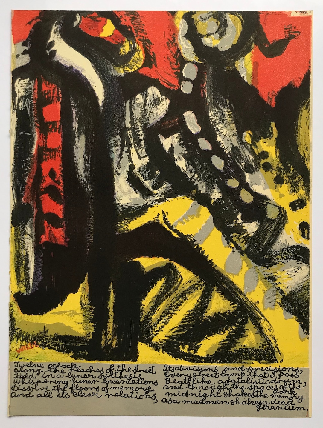 1944 GERALD WILDE LITHOGRAPH Vibrant Abstract for T.s.eliot Poem Taught ...