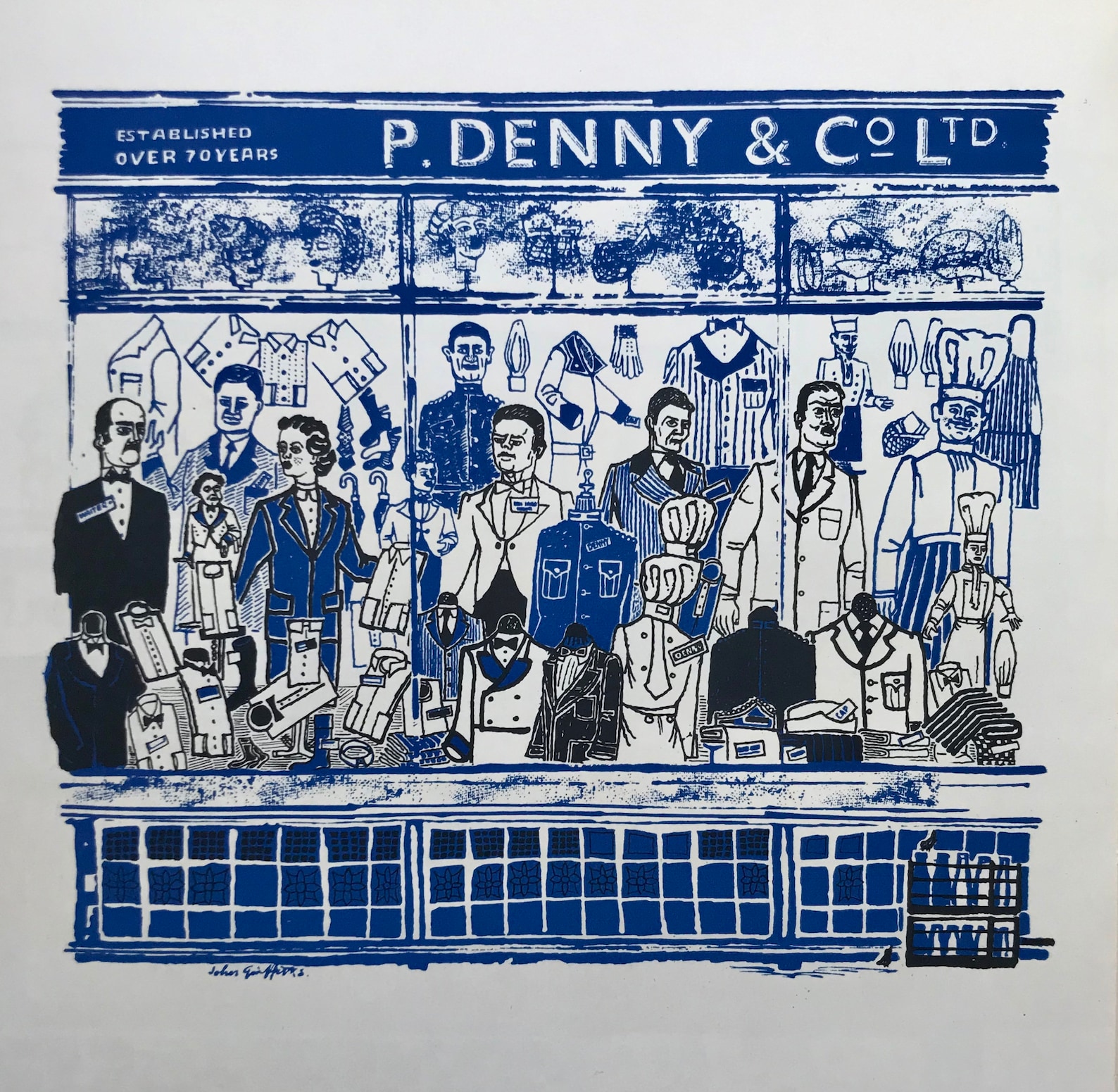 1959 JOHN GRIFFITHS LITHOGRAPH Shop Front Penny and Co. Dean Street ...