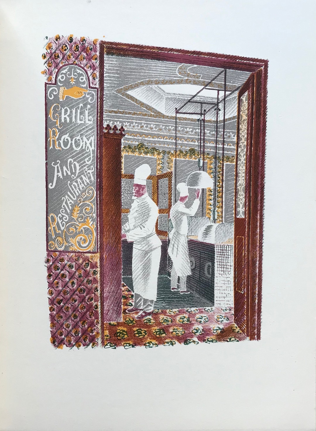 1937 RAVILIOUS 'HIGH STREET' Lithograph Very Rare in Different ...