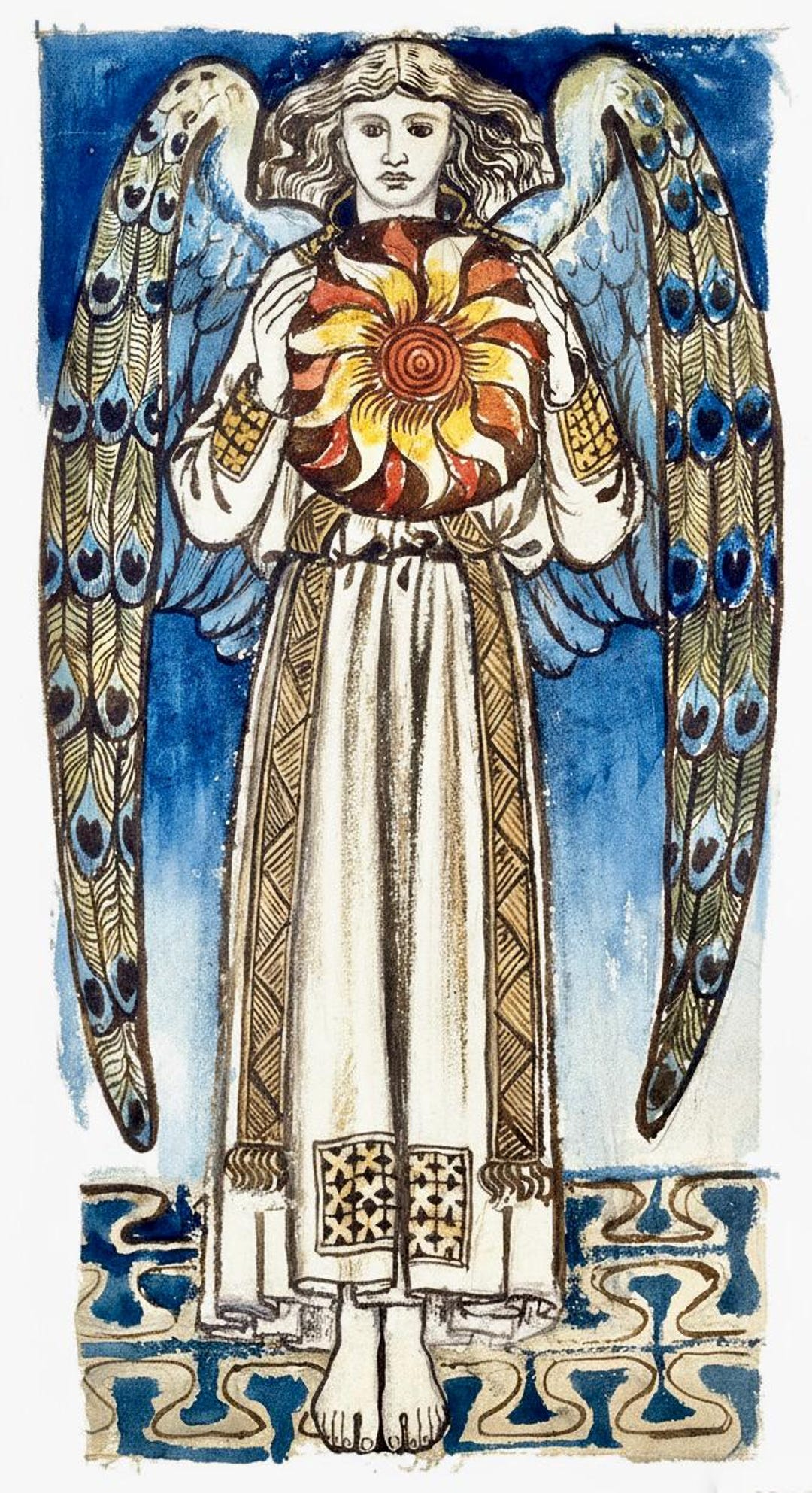 WILLIAM MORRIS. 'day- Angel Holding a Sun'. (c.1860) Printed on ...