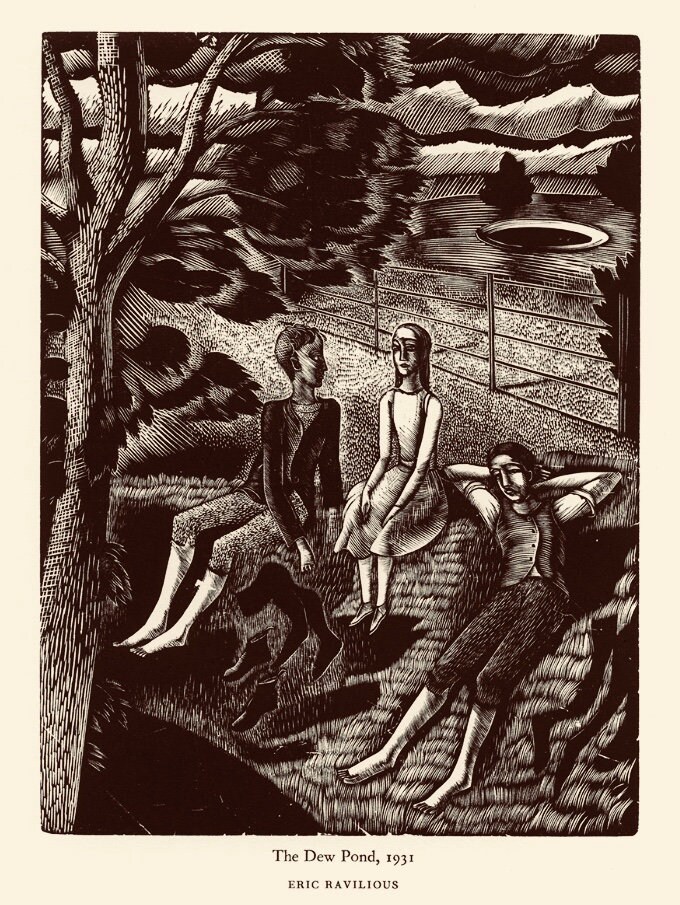 ERIC RAVILIOUS Wood Engraving. the Dew Pond/three Figures and - Etsy