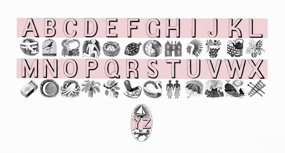 ERIC RAVILIOUS. Alphabet Design. Print of Wood Engraving on 180gsm ...