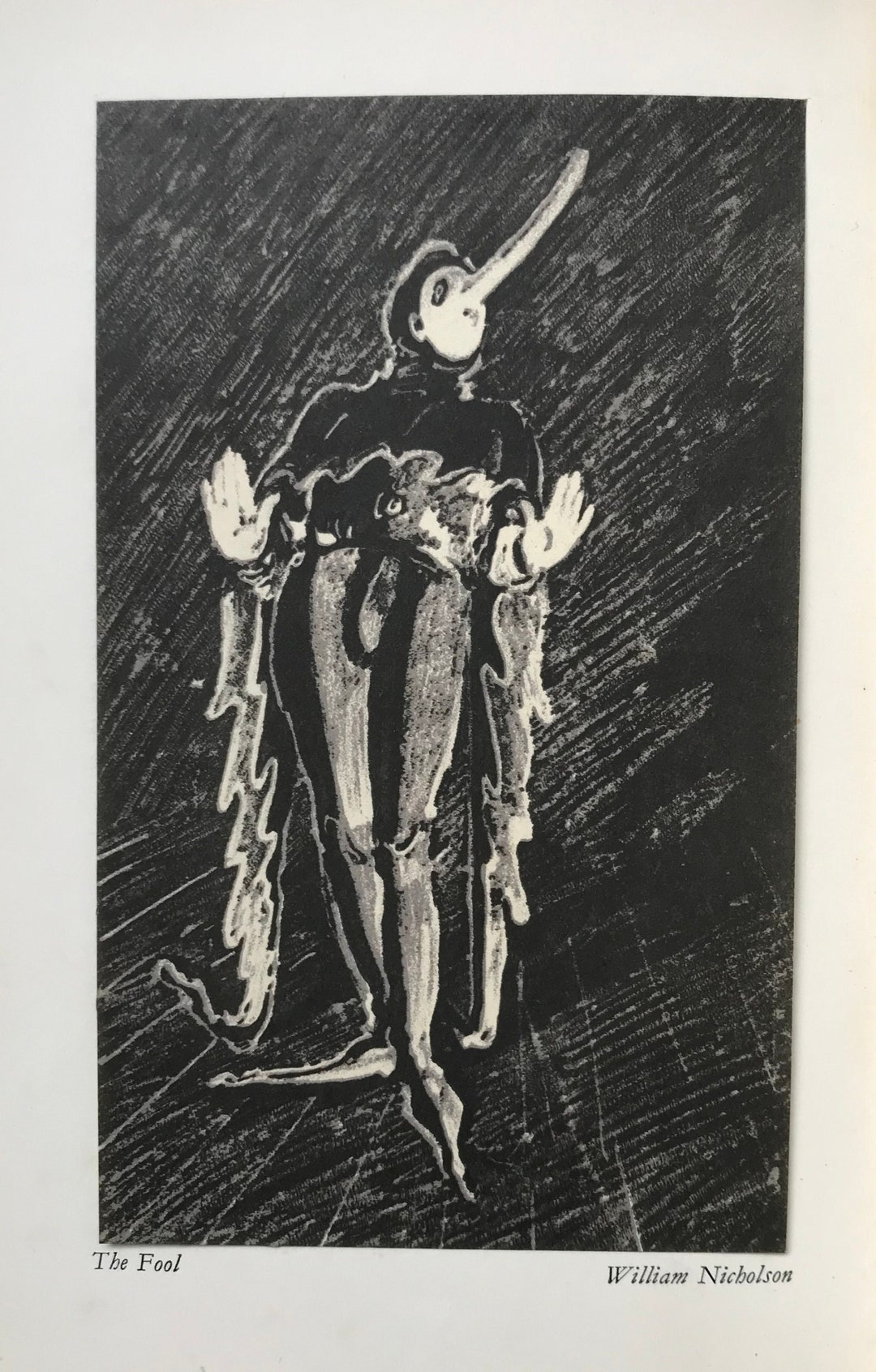 1930 WILLIAM NICHOLSON Tipped-in Plate 'the Fool' Curwen Press C.6x3 ...