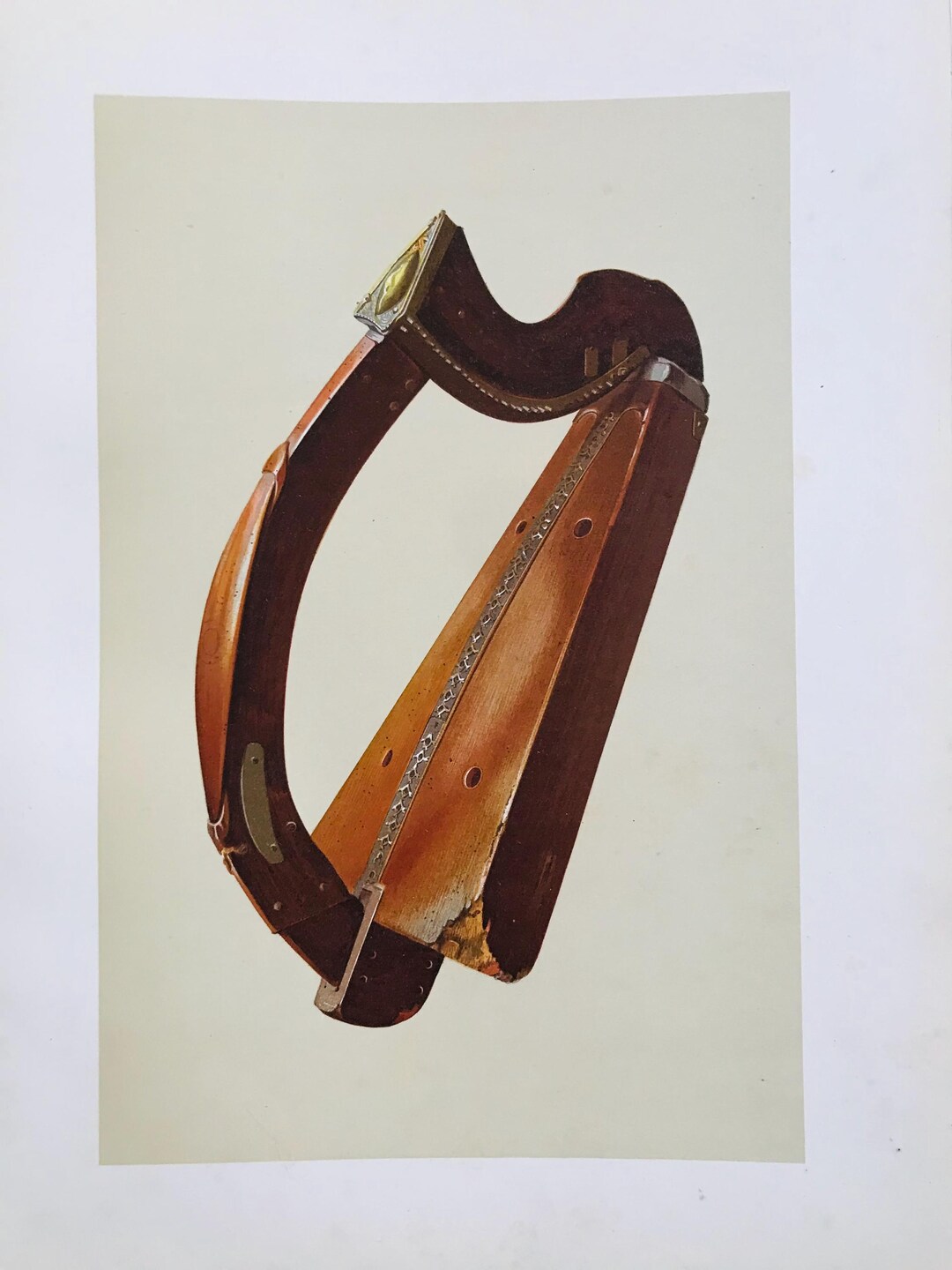 1888 LAMONT HARP Lithograph Limited 1st Edition 'musical Instruments ...